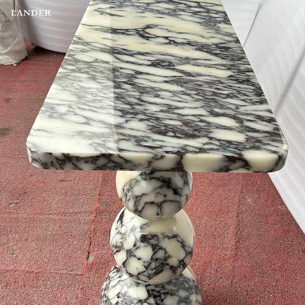 Calacatta Viola Marble Console Table Gourd Leg Design - LanderStone