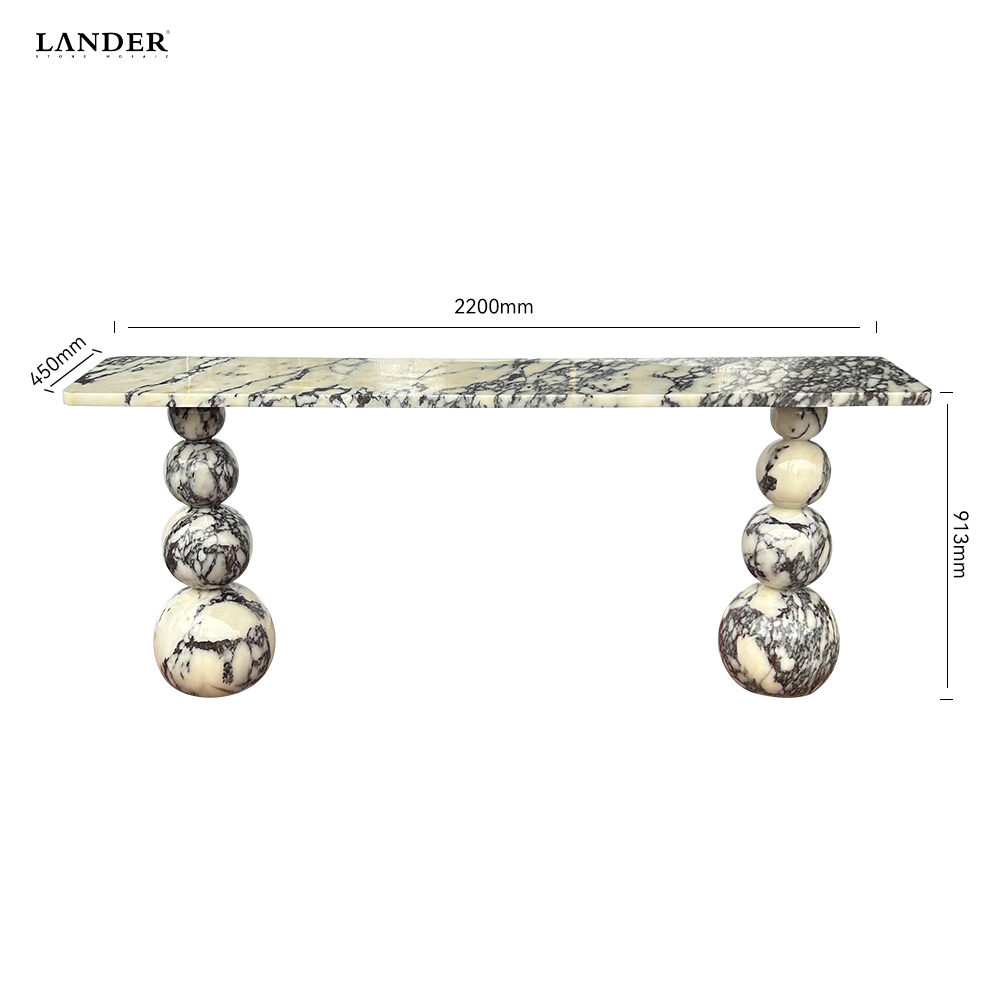 Calacatta Viola Marble Console Table Gourd Leg Design - LanderStone
