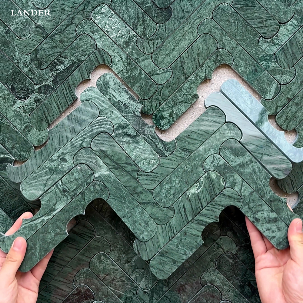 Verde Guatemala Marble Mosaic Tile - LanderStone