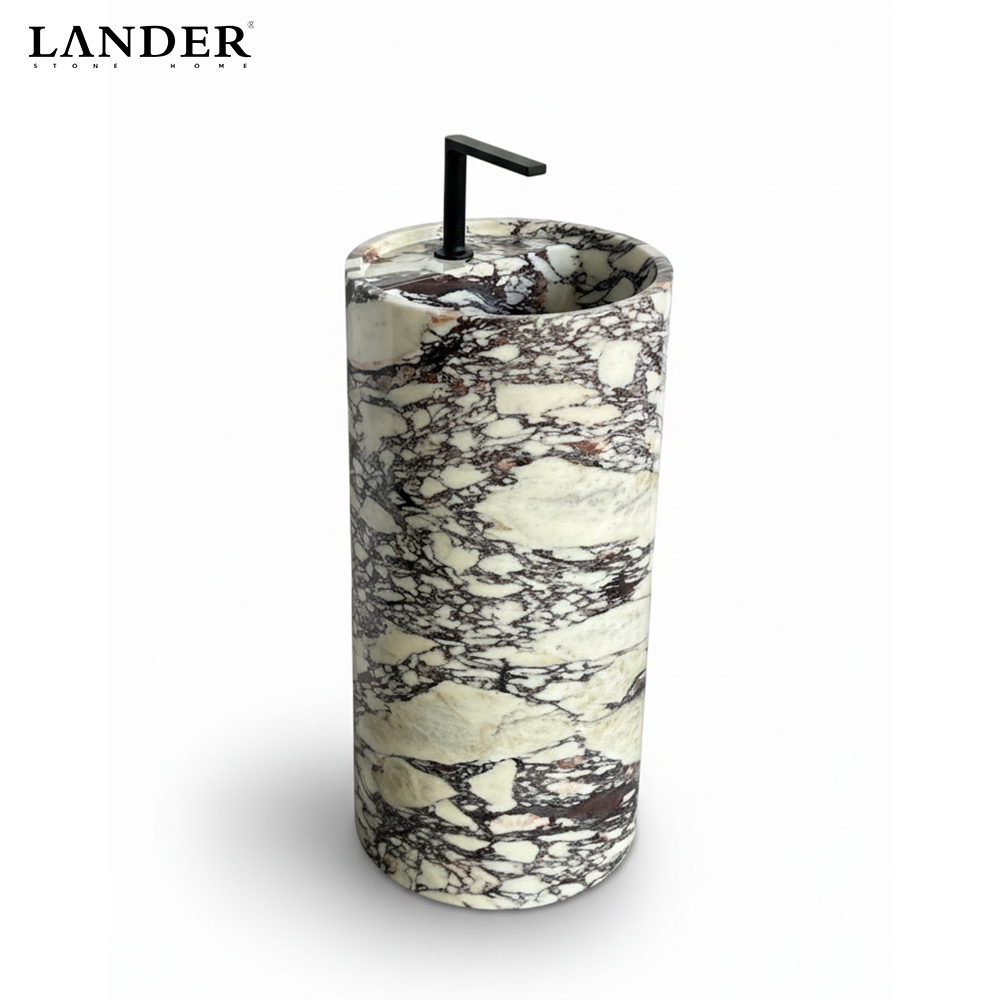 Calacatta Viola Marble Sink Column Basin - LanderStone
