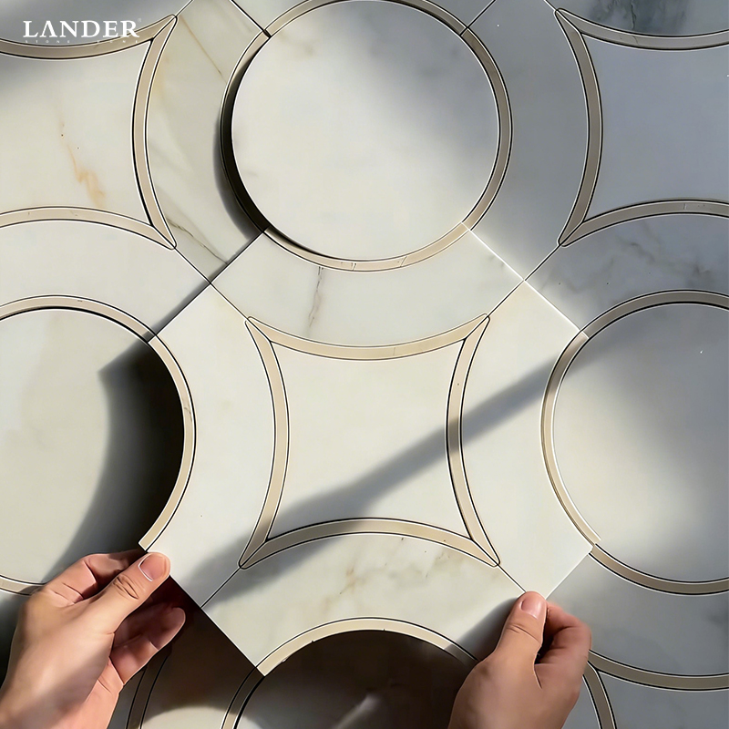 Calacatta Gold Marble Waterjet Mosaic Tiles - LanderStone