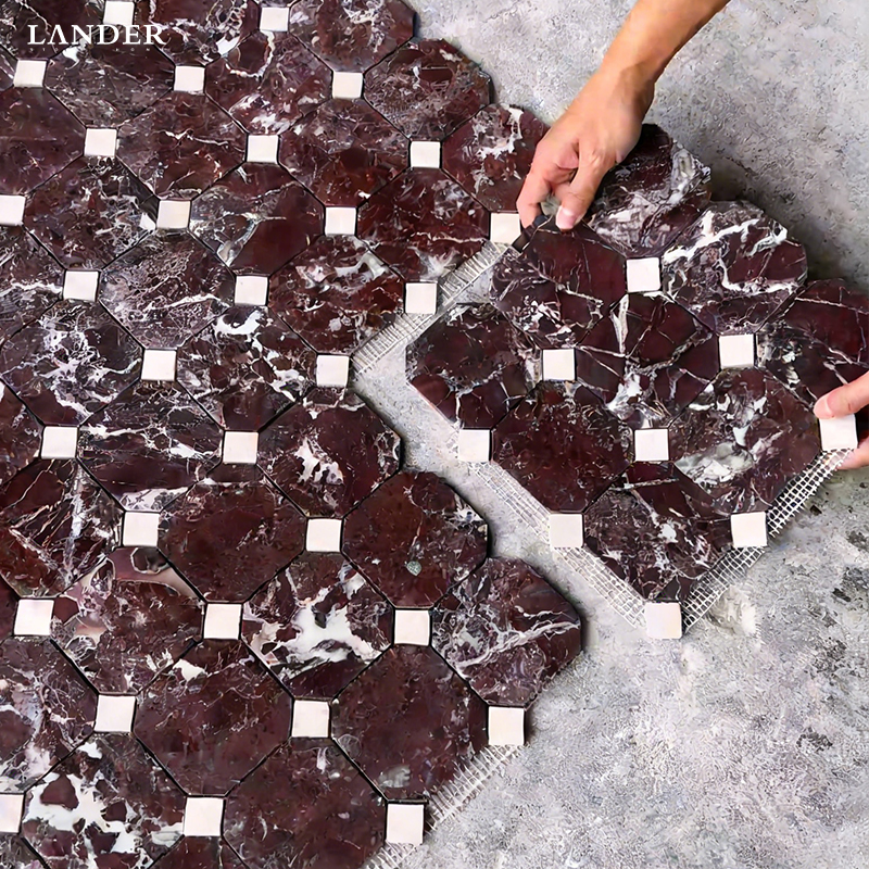 Rosa Levanto Marble Mosaic Tiles - LanderStone