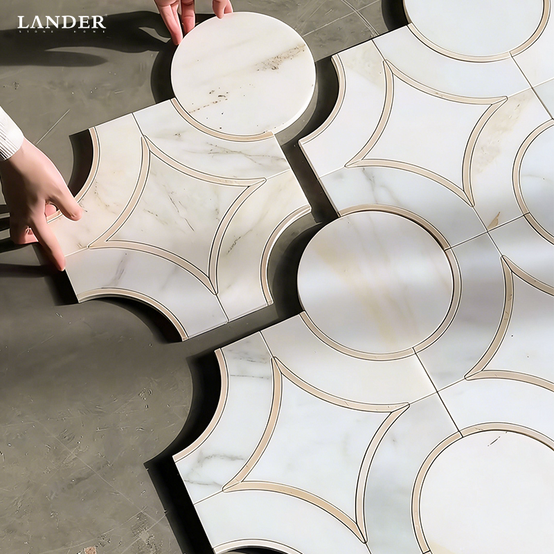 Calacatta Gold Marble Waterjet Mosaic Tiles - LanderStone
