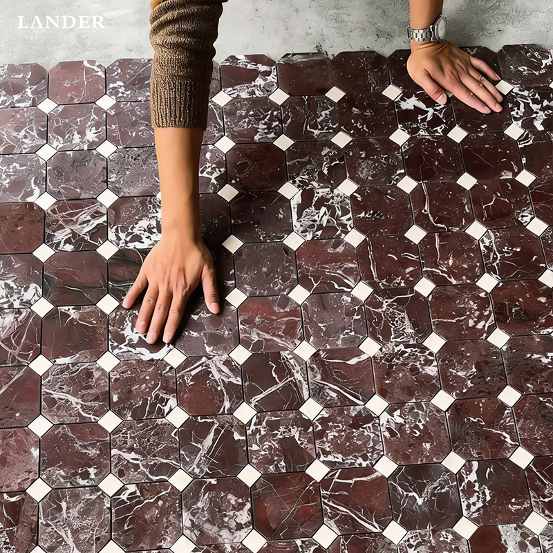 Rosa Levanto Marble Mosaic Tiles - LanderStone