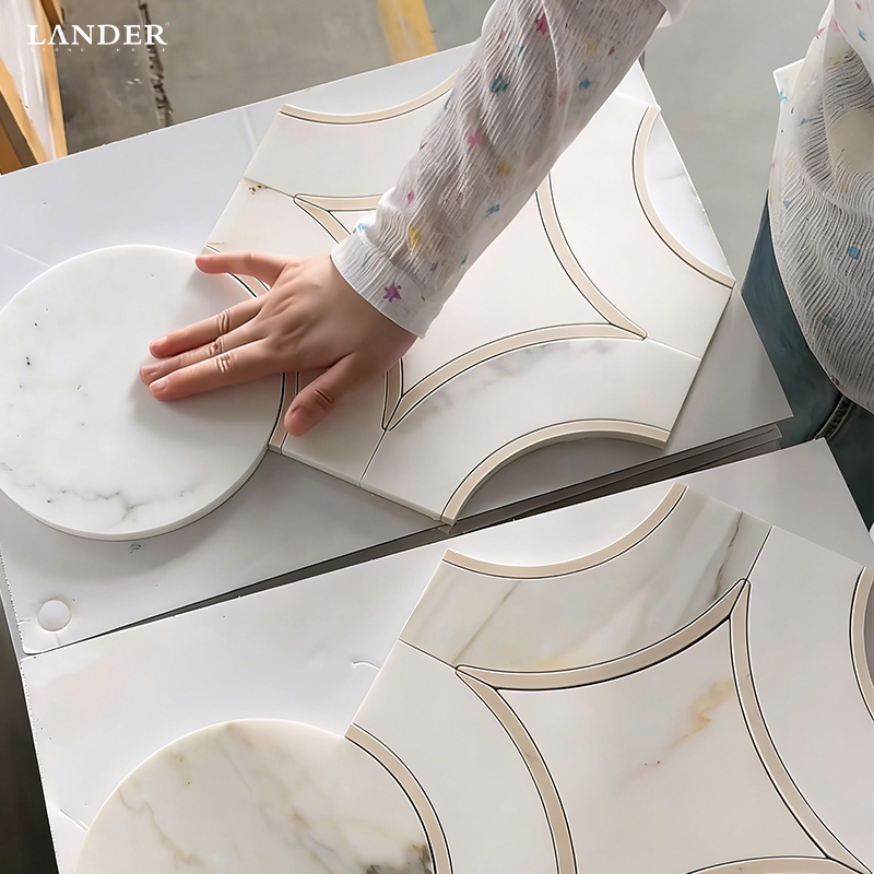 Calacatta Gold Marble Waterjet Mosaic Tiles - LanderStone