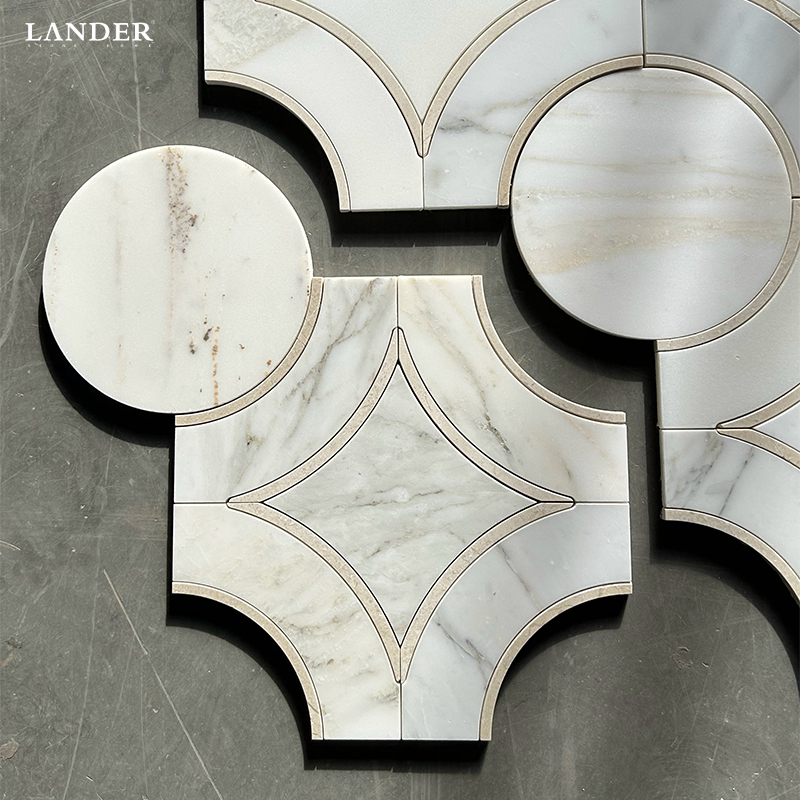 Calacatta Gold Marble Waterjet Mosaic Tiles - LanderStone