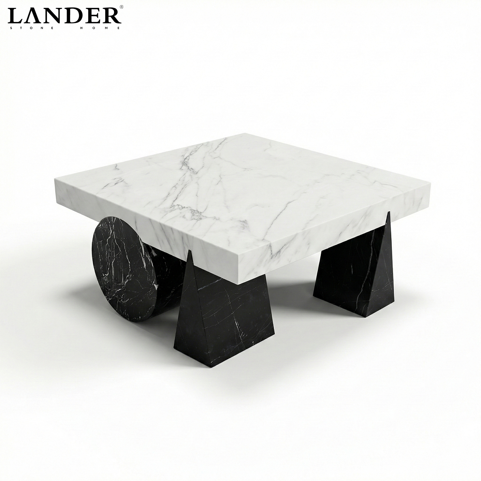Statuario and Nero Marquina Marble Coffee Table - LanderStone