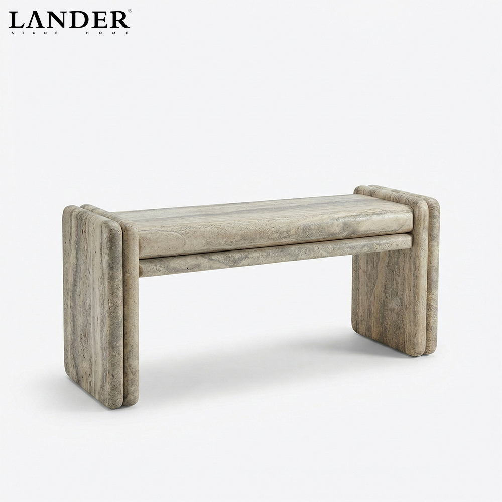 Silver Travertine Marble Console Table - LanderStone