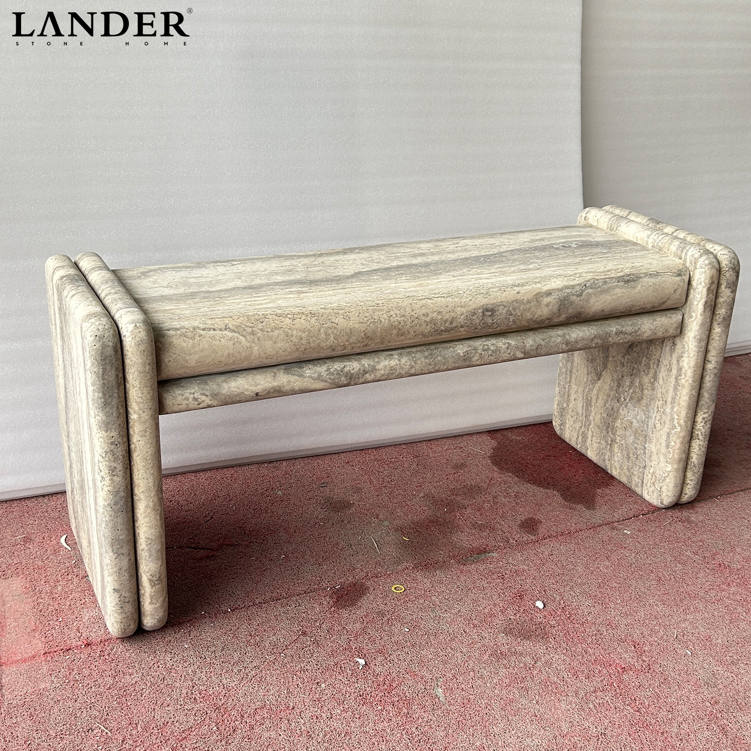 Silver Travertine Marble Console Table - LanderStone
