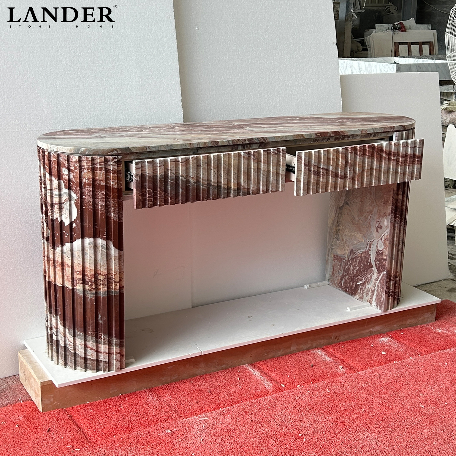 Monica Red Marble Console Table - LanderStone