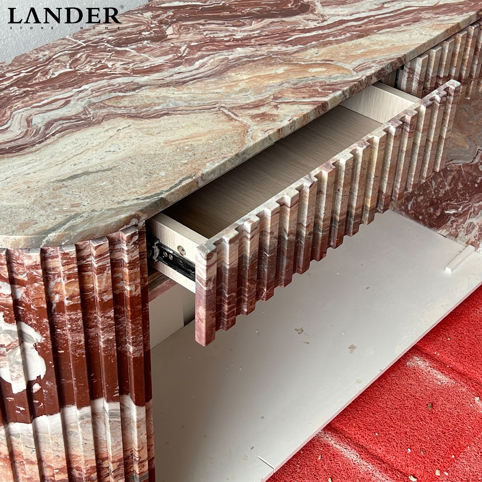 Monica Red Marble Console Table - LanderStone