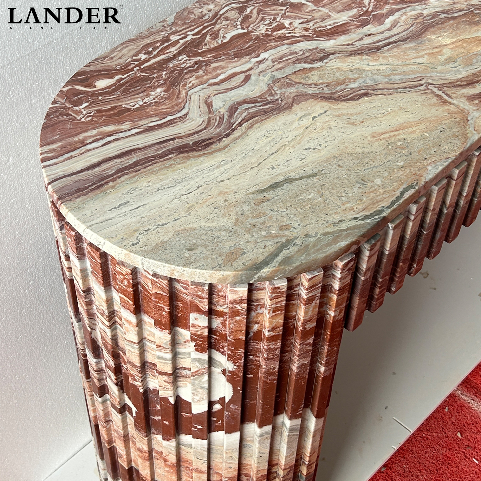 Monica Red Marble Console Table - LanderStone