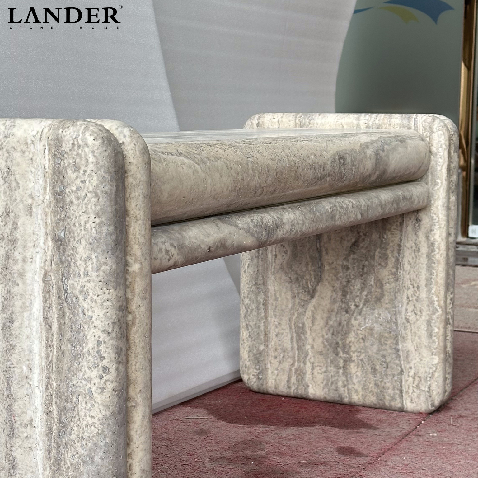 Silver Travertine Marble Console Table - LanderStone